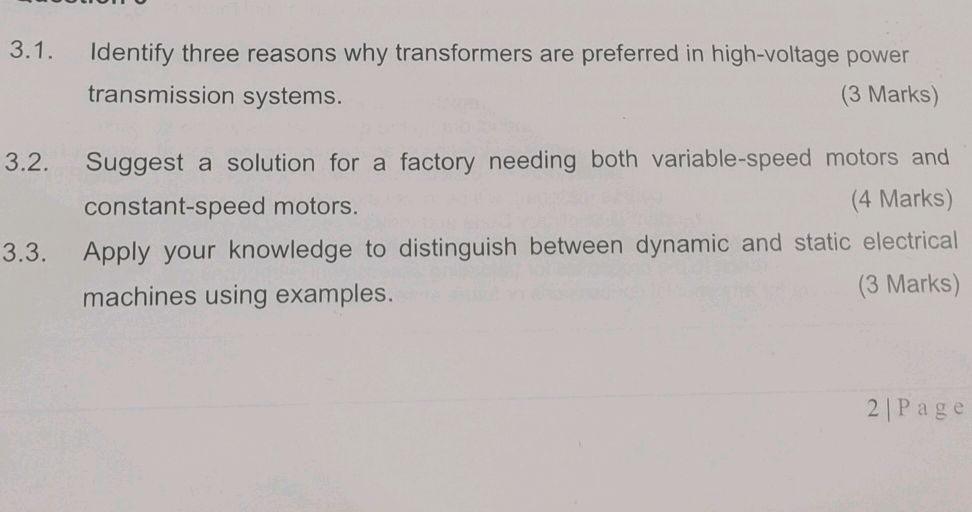 3.1. Identify three reasons why transformers | StudyX