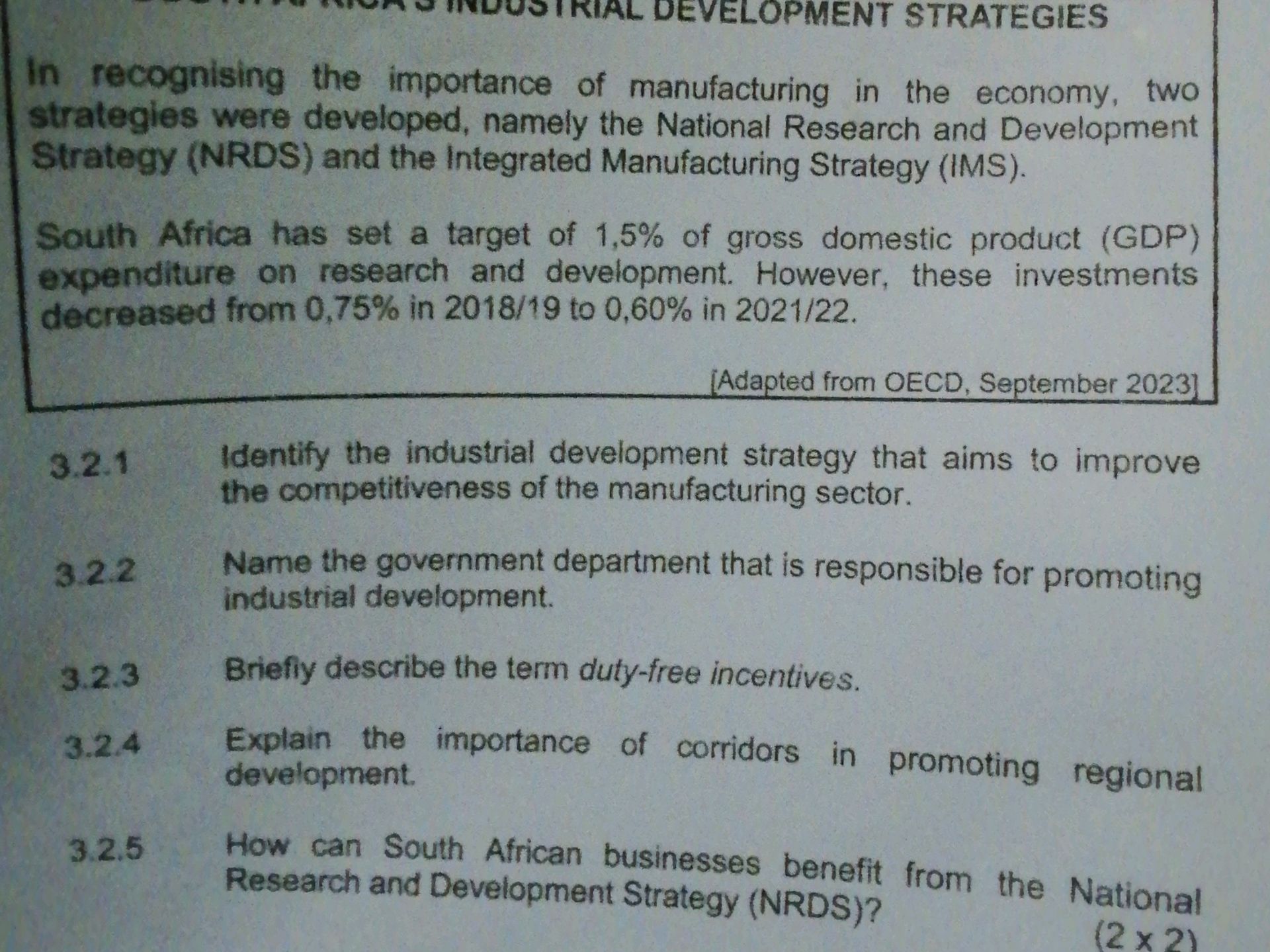 3.2.1 Identify the industrial development | StudyX
