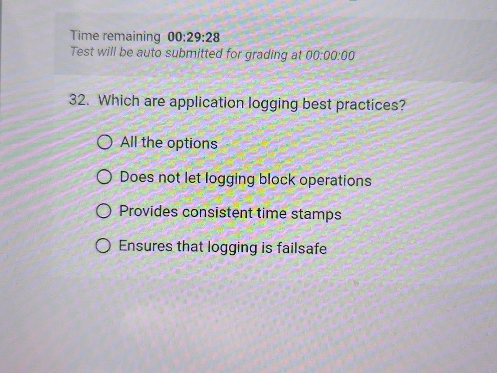 32. Which are application logging best | StudyX