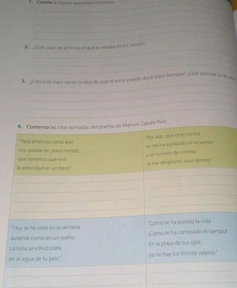 1. Cuenta la historia que relata el poema. | StudyX