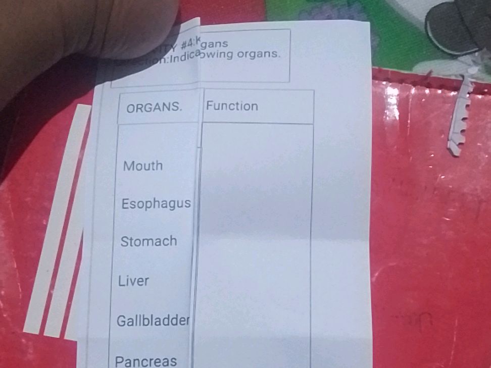 Y #4:K gans on:Indicowing organs. | ORGANS. | StudyX