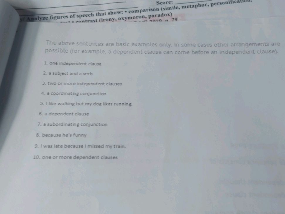 1. one independent clause 2. a subject and a | StudyX