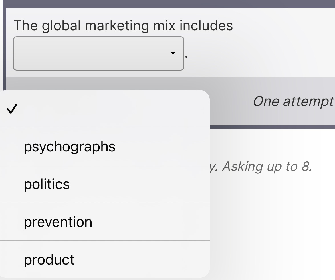 The global marketing mix includes | StudyX