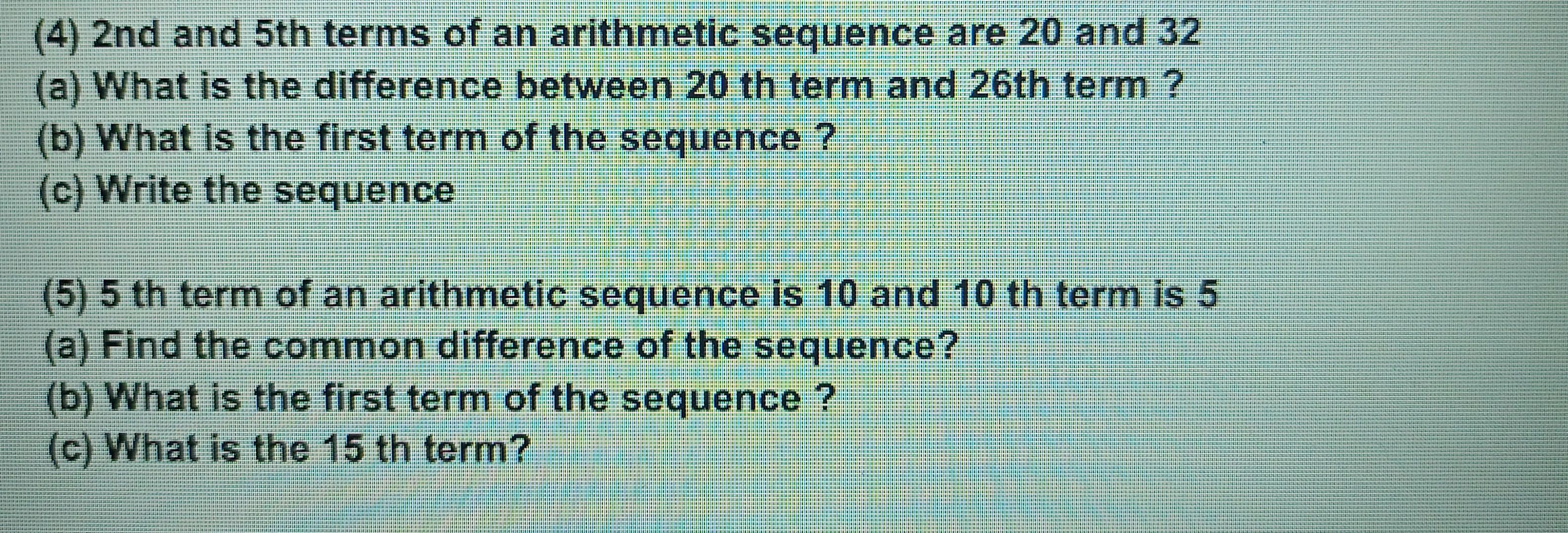 (4) 2nd and 5th terms of an arithmetic | StudyX