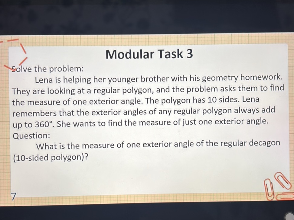 What is the measure of one exterior angle of | StudyX