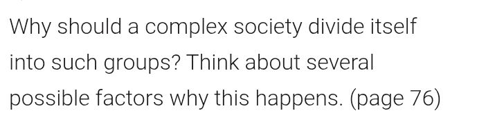 Why should a complex society divide itself