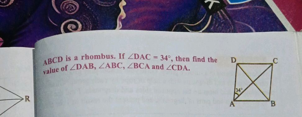 ABCD is a rhombus. If $ DAC = 34^ $, then | StudyX