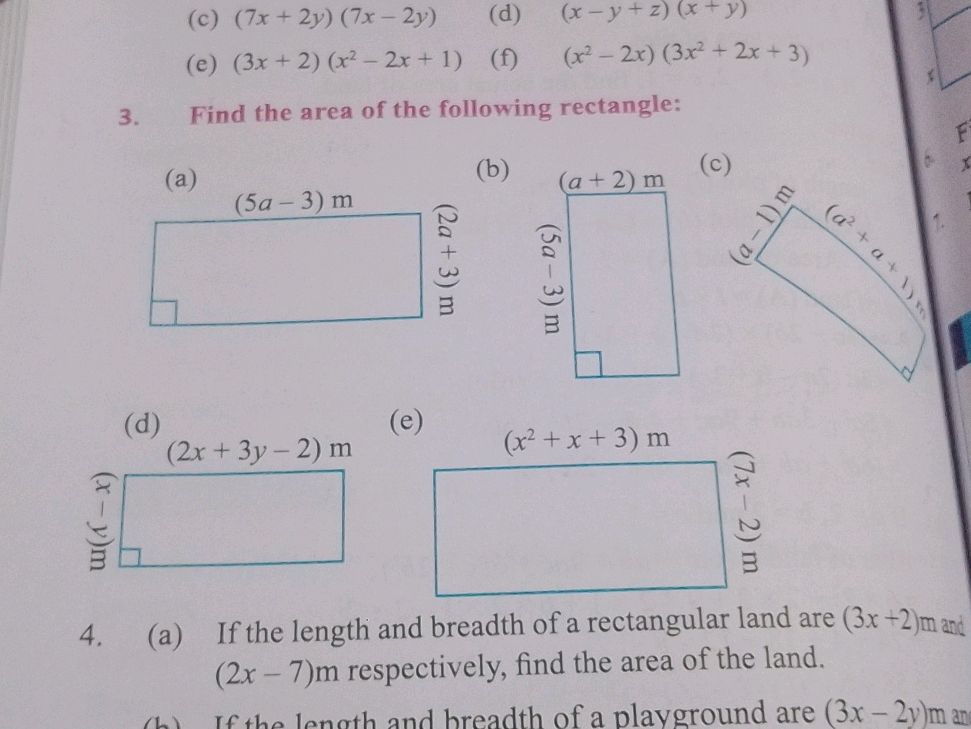 3. Find the area of the following rectangle: | StudyX