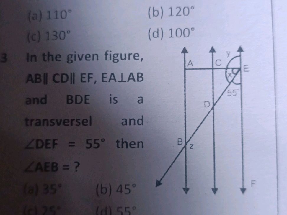 In the given figure, AB || CD || EF, EA ⊥ AB | StudyX