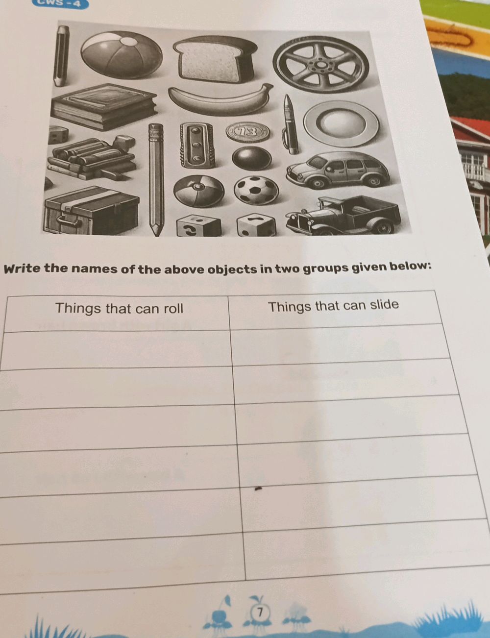 Write the names of the above objects in two | StudyX