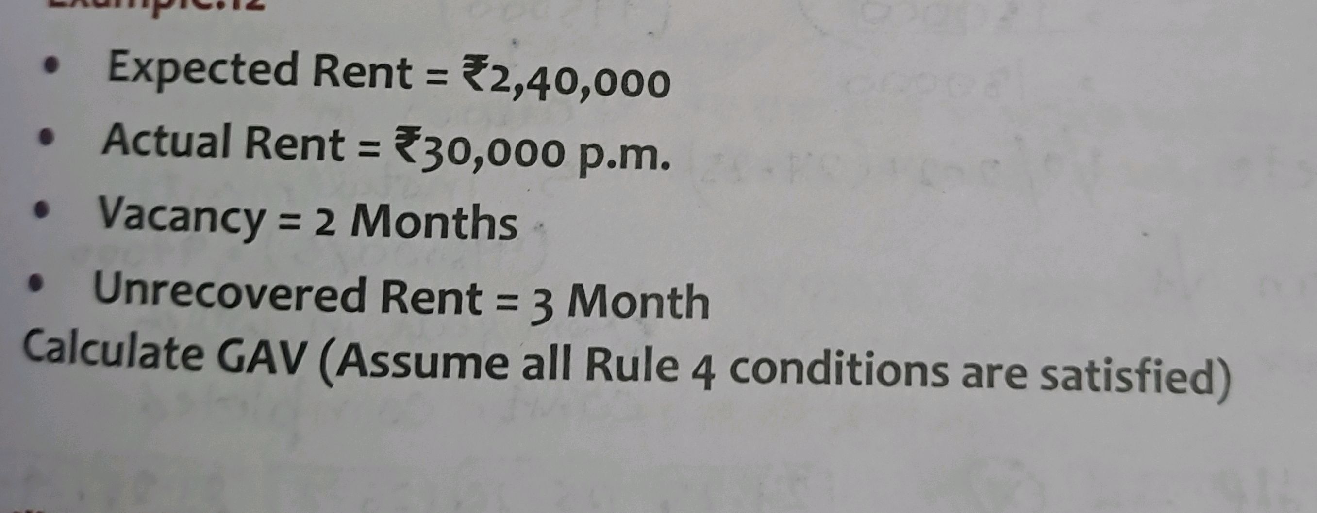 Expected Rent = ₹2,40,000 Actual Rent = | StudyX