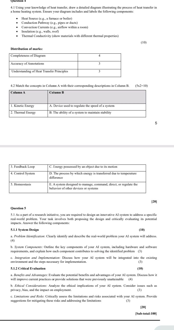 4.1 Using your knowledge of heat transfer, | StudyX