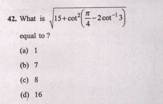 42. What is $ {15 + cot^2( { }{4} - | StudyX
