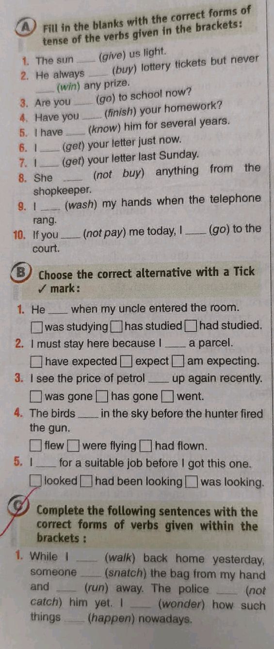 A Fill in the blanks with the correct forms | StudyX