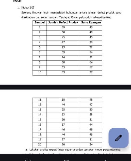 Seorang ilmuwan ingin mempelajari hubungan | StudyX