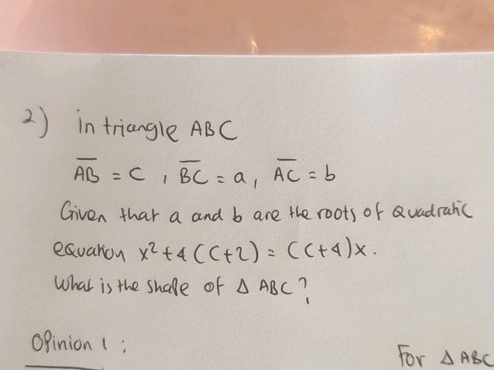 2) in triangle ABC $ {AB} = C$, $ {BC} = a$, | StudyX