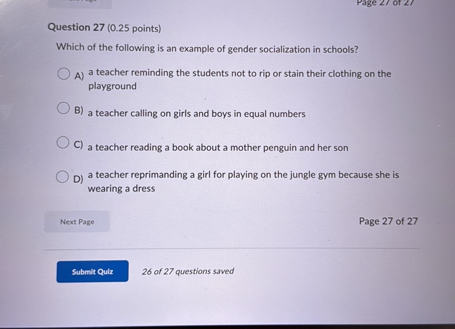 Question 27 (0.25 points) Which of the | StudyX