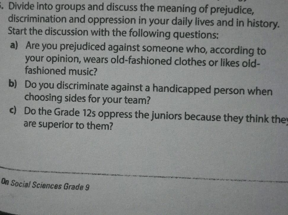 5. Divide into groups and discuss the | StudyX