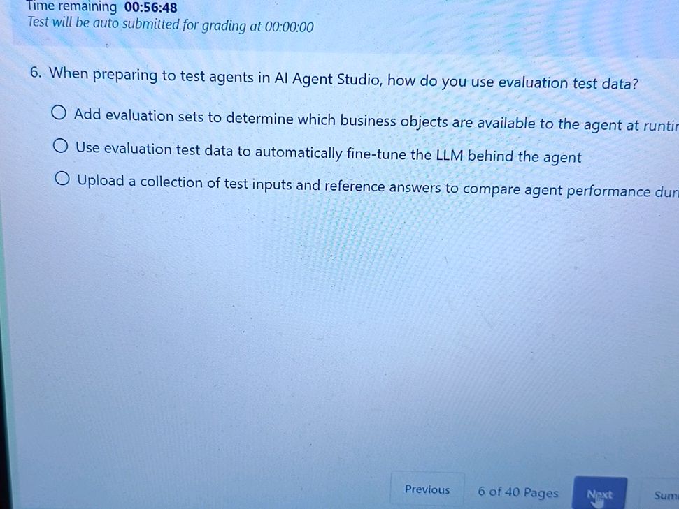When preparing to test agents in AI Agent