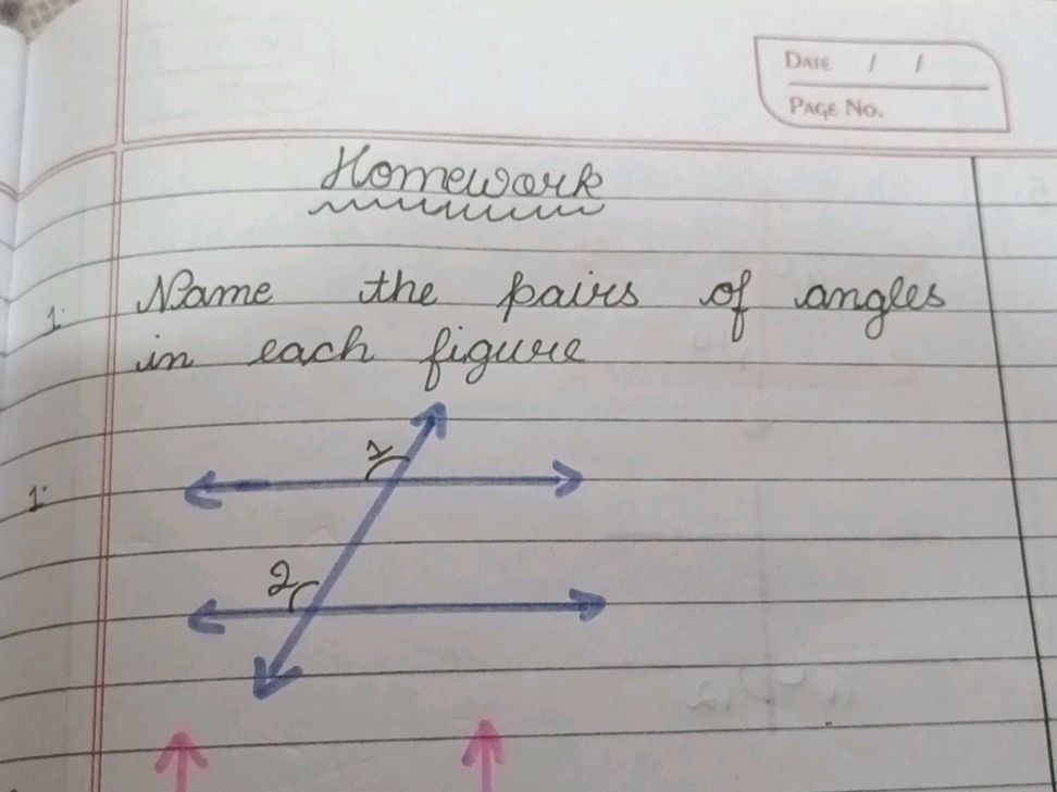 Name the pairs of angles in each figure. | StudyX