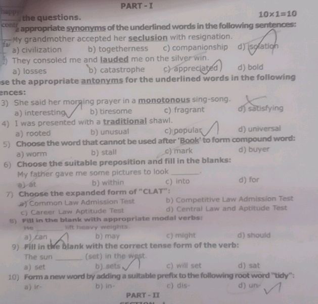 1. Choose the appropriate synonyms of the | StudyX