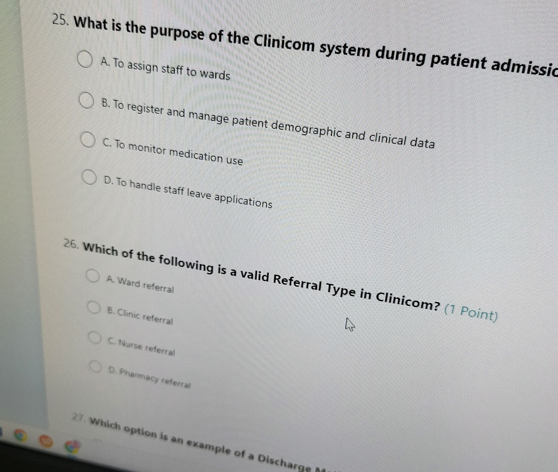 25. What is the purpose of the Clinicom | StudyX