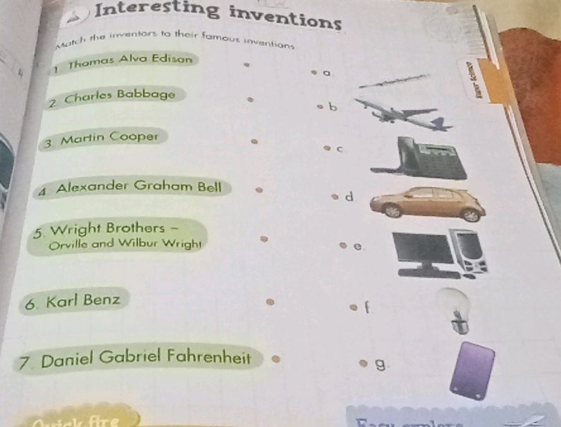 Match the inventors to their famous | StudyX