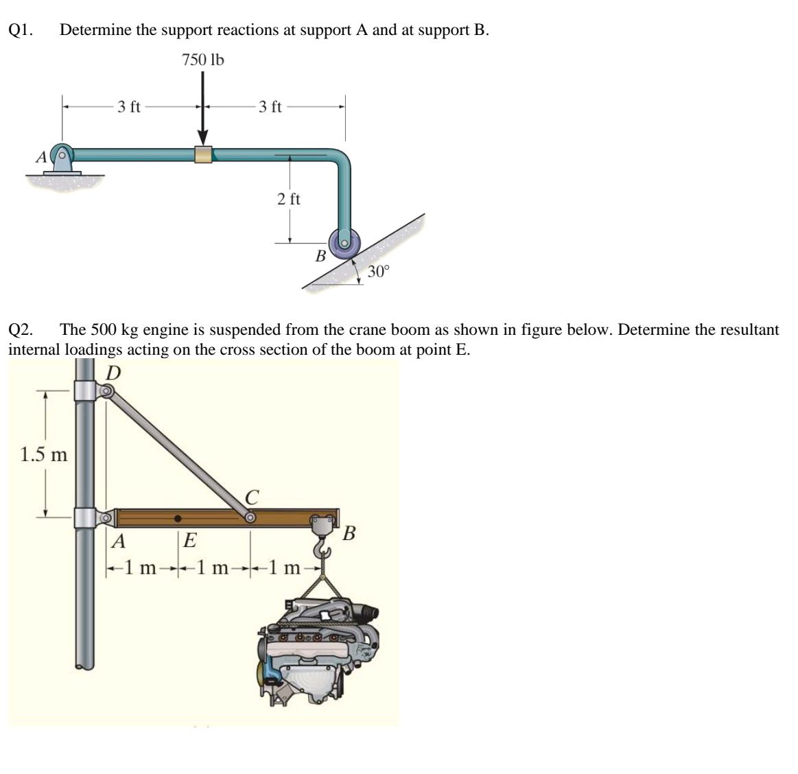 Q1. Determine the support reactions at | StudyX