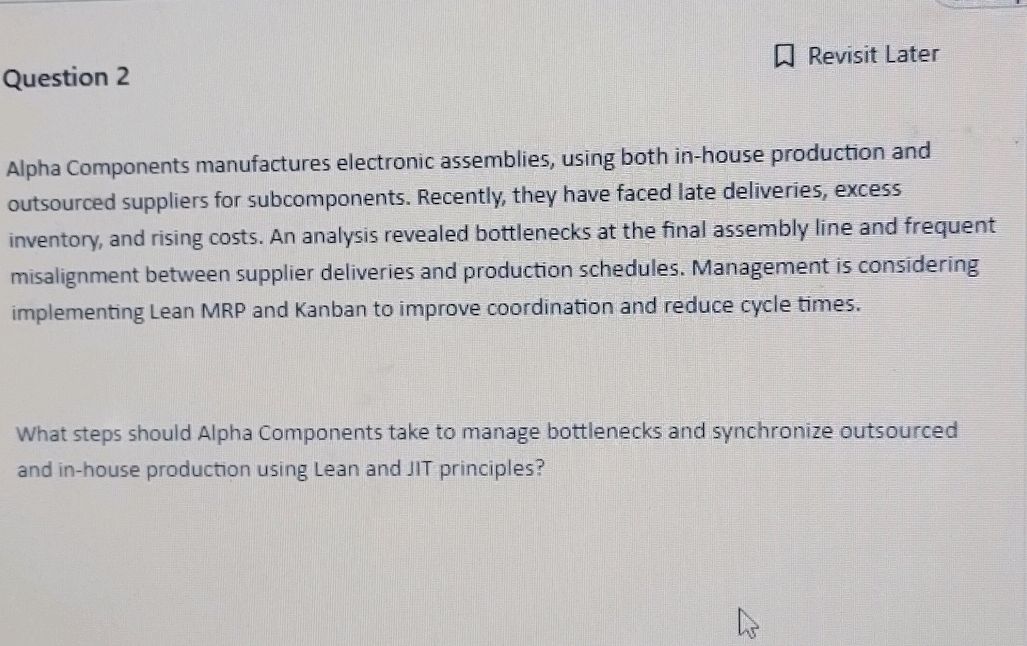 What steps should Alpha Components take to | StudyX
