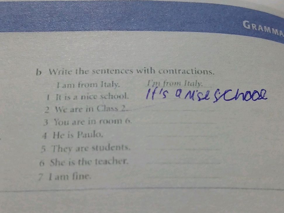 b Write the sentences with contractions. I | StudyX