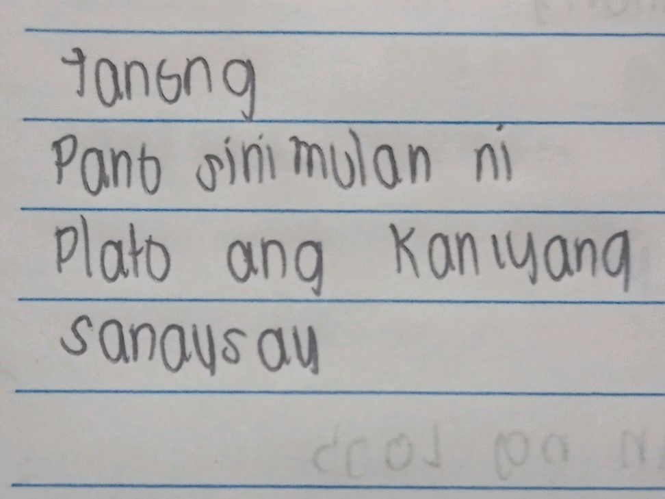 Tanong Pano sini mulan ni Plato ang Kanyang | StudyX