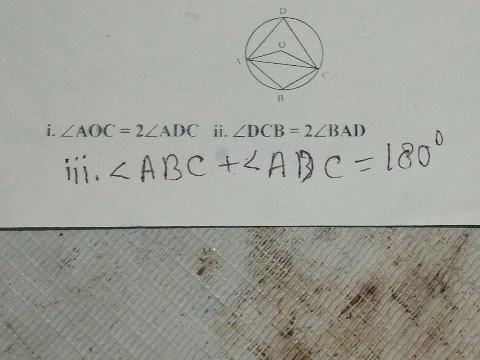 i. AOC = 2 ADC ii. DCB = 2 BAD iii. | StudyX