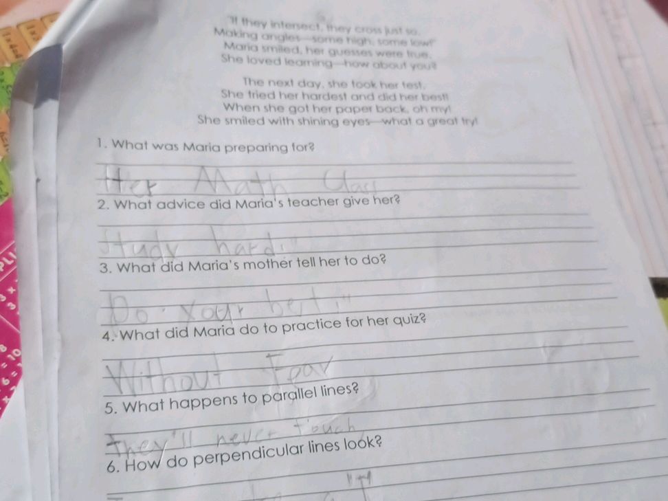 What was Maria preparing for? Her Math Class