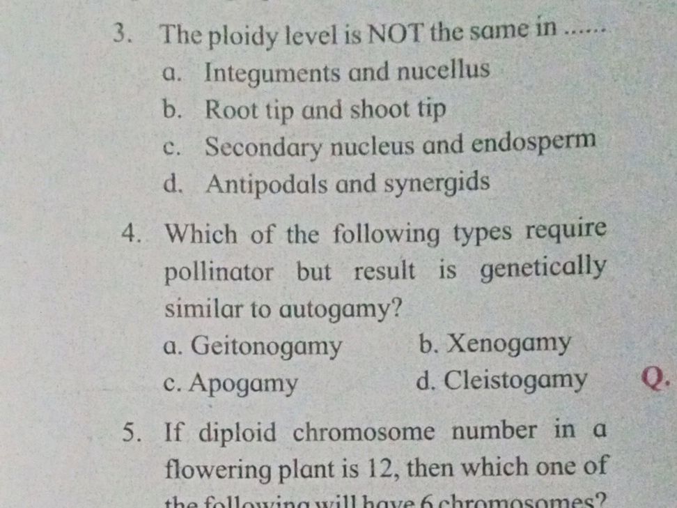 The ploidy level is NOT the same in ......