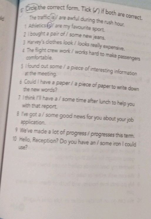 Circle the correct form. Tick ( ) if both | StudyX