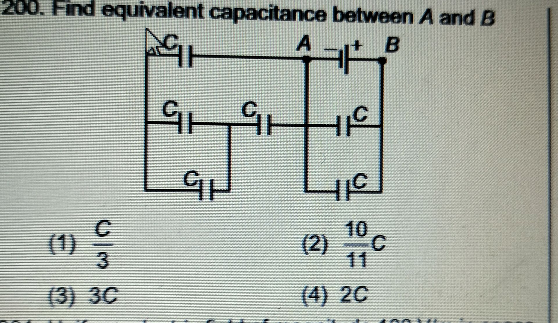 200. Find equivalent capacitance between A | StudyX