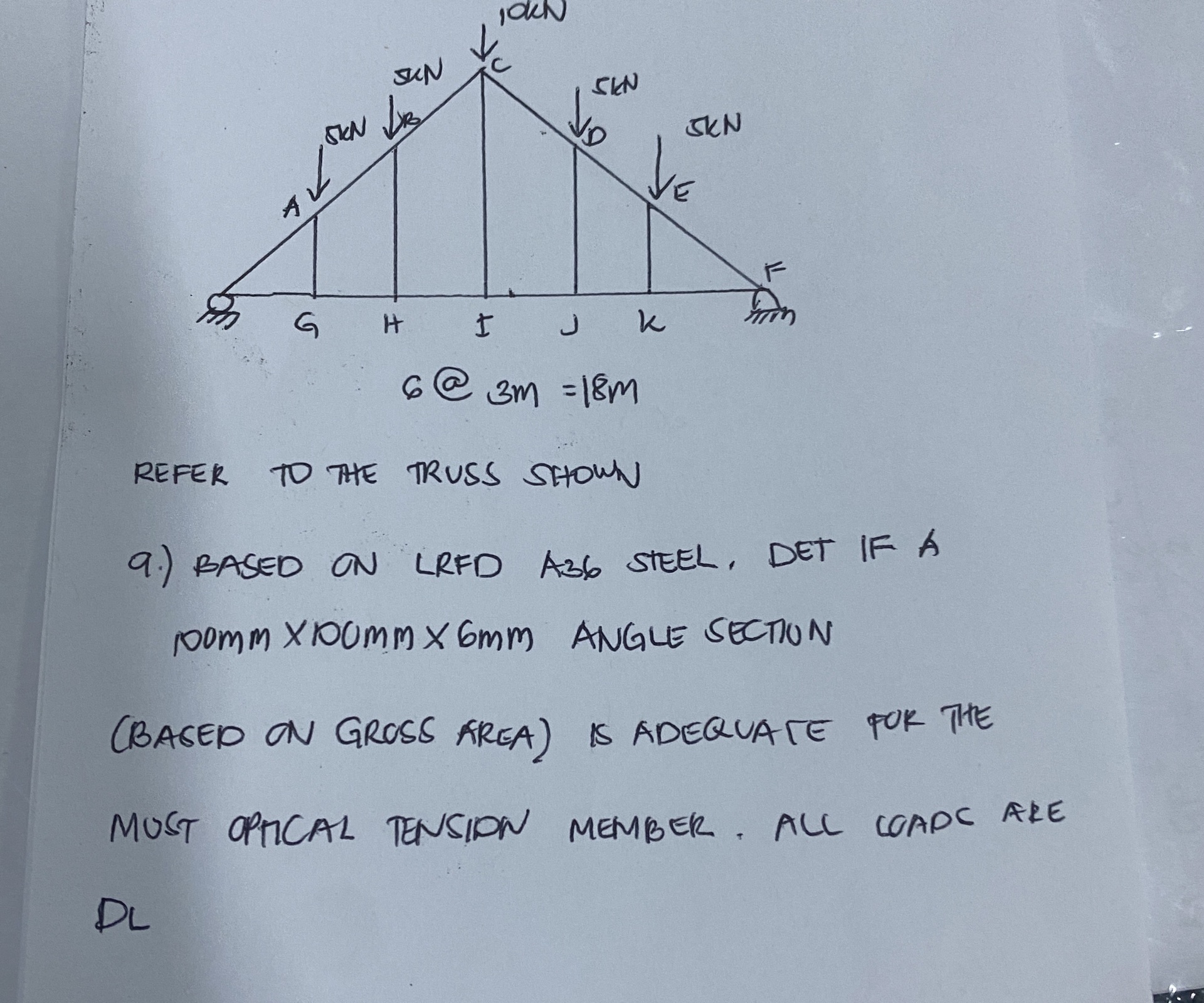 REFER TO THE TRUSS SHOWN 9.) BASED ON LRFD | StudyX