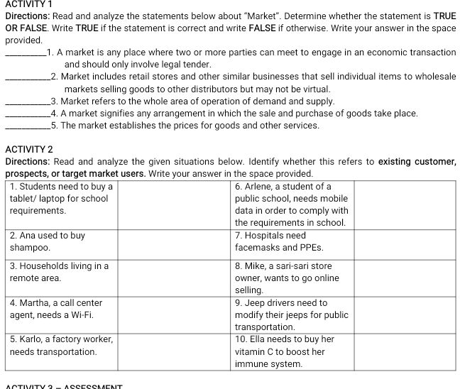 ACTIVITY 1 Directions: Read and analyze the | StudyX