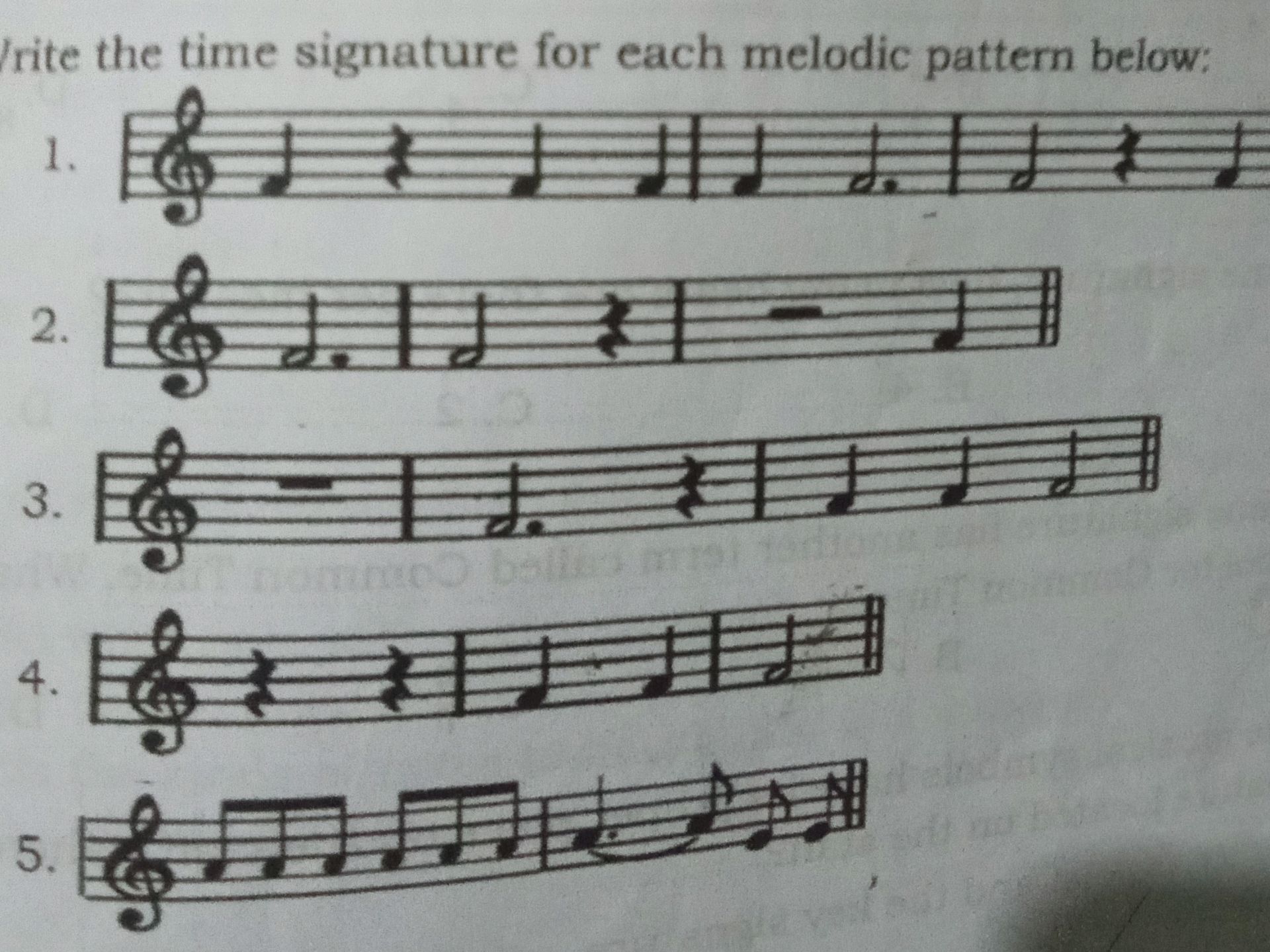 Write the time signature for each melodic | StudyX