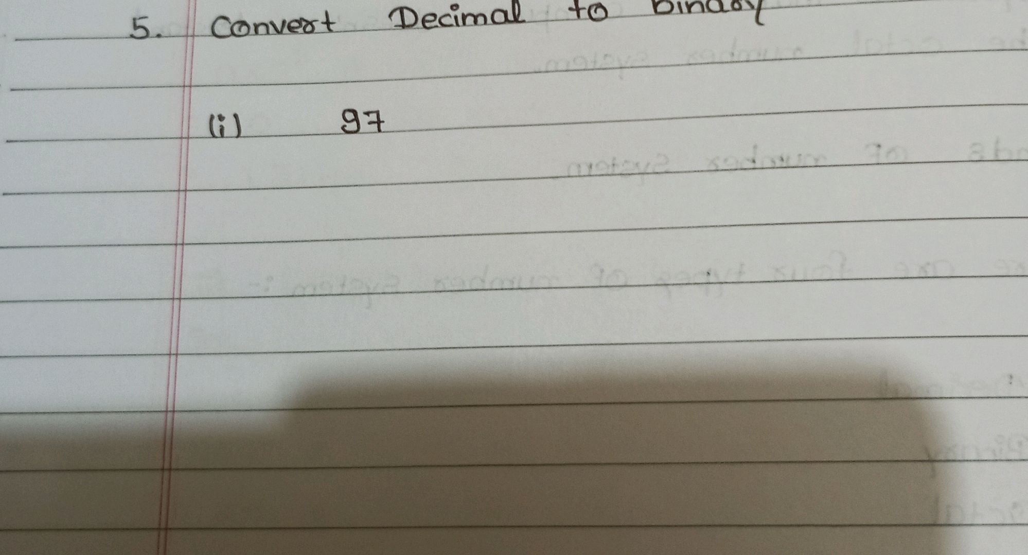 Convert Decimal 97 to Binary | StudyX