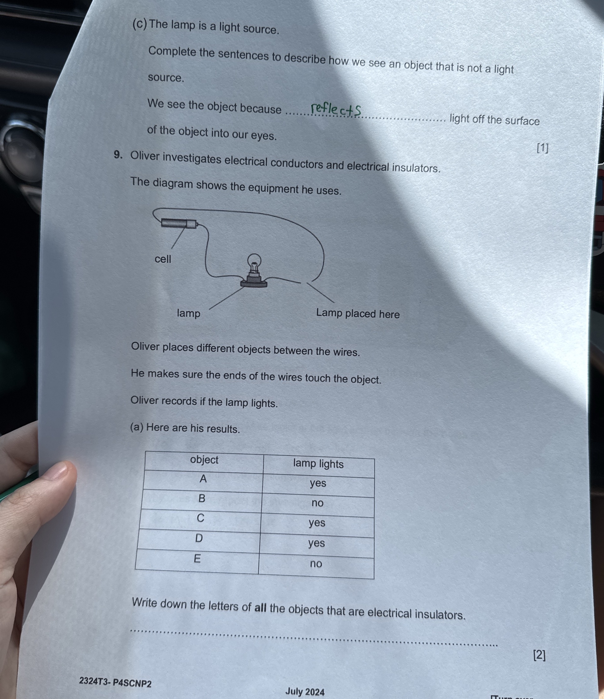 (c) The lamp is a light source. Complete | StudyX