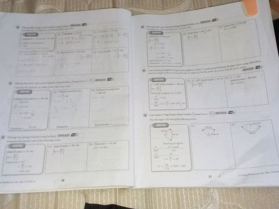 4. Hitung luas setiap bulatan yang berikut. | StudyX