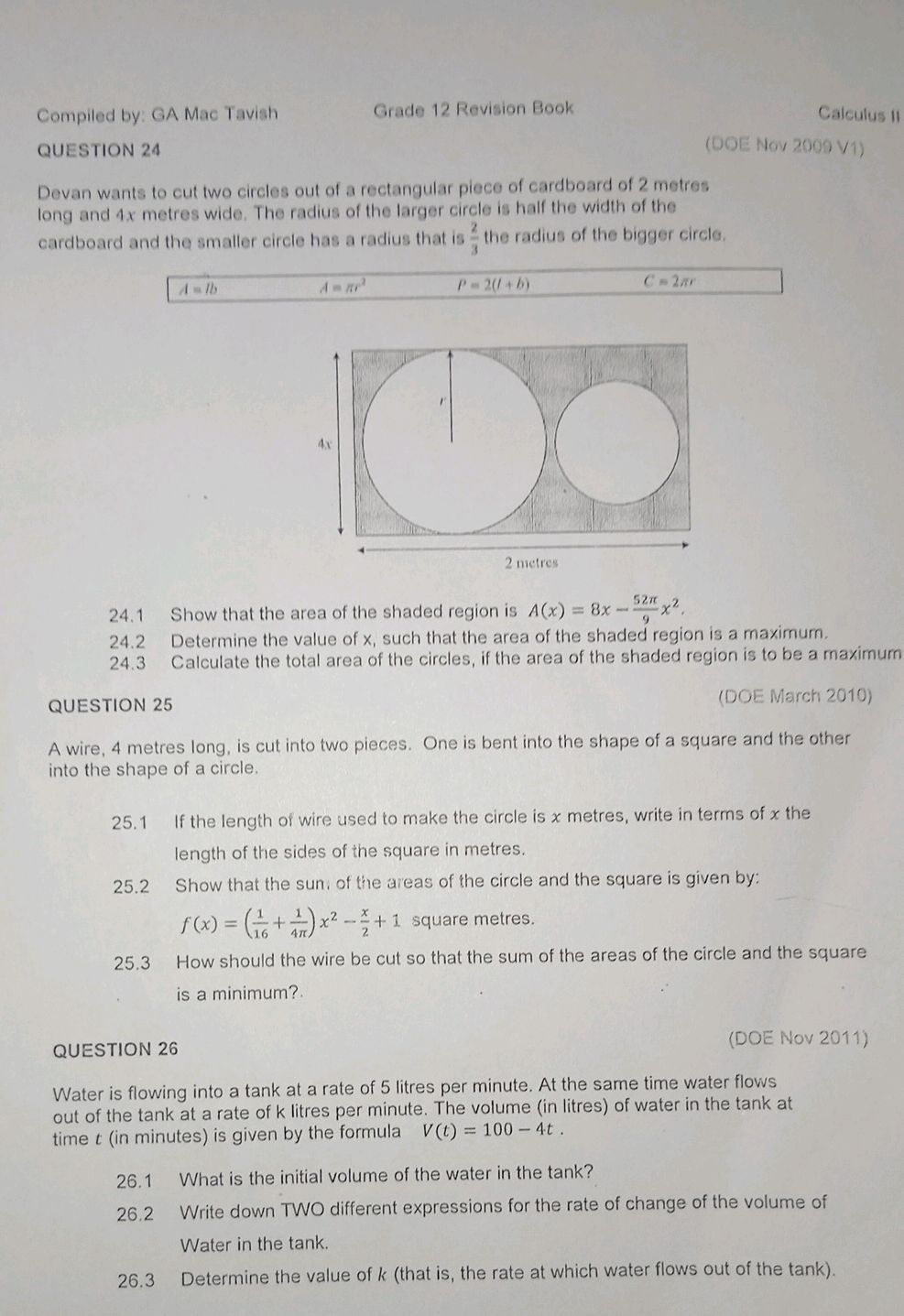QUESTION 24 Devan wants to cut two circles | StudyX