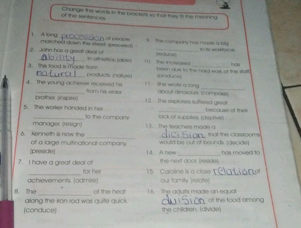 Change the words in the brackets so that | StudyX