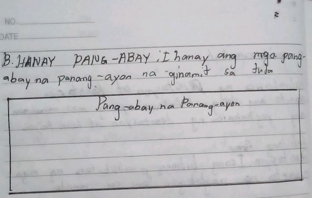 B. HANAY PANG-ABAY, I hanay ang mga | StudyX