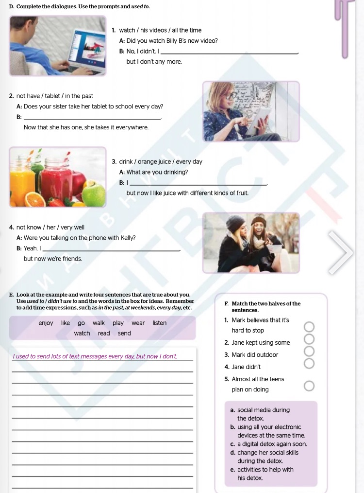 D. Complete the dialogues. Use the prompts | StudyX