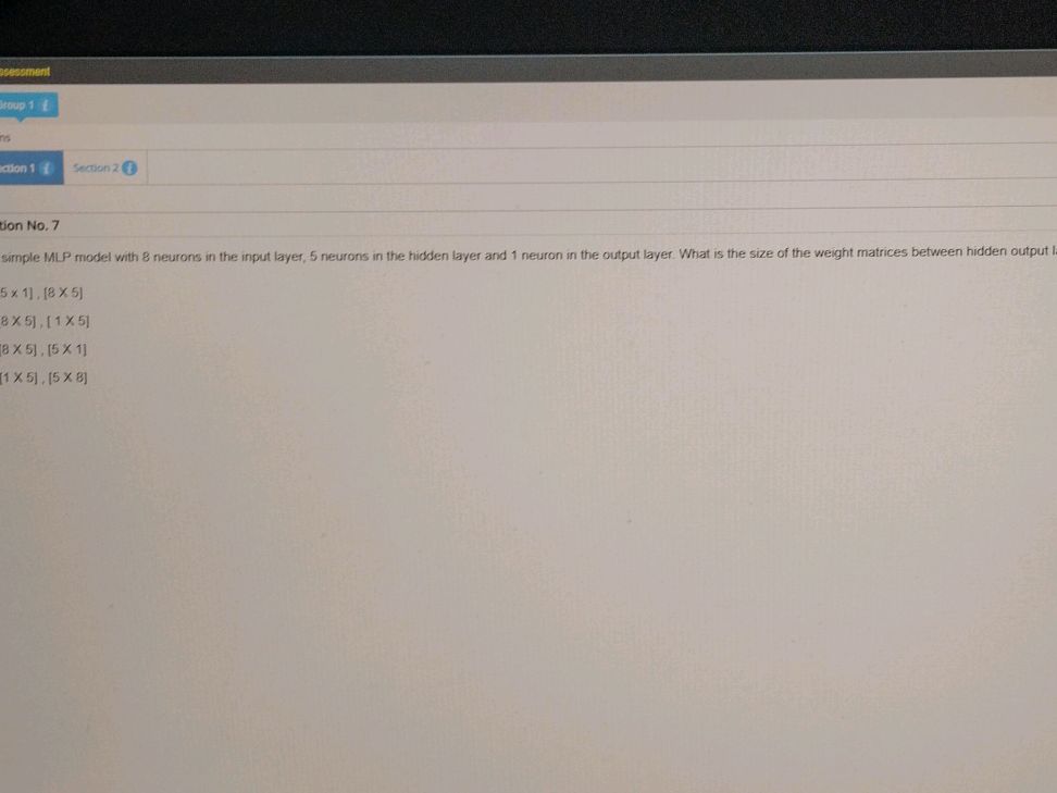 A simple MLP model with 8 neurons in the | StudyX