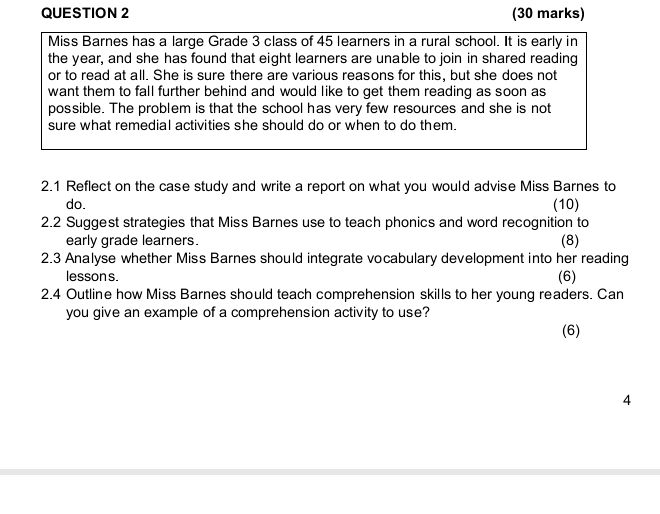 QUESTION 2 (30 marks) Miss Barnes has a | StudyX