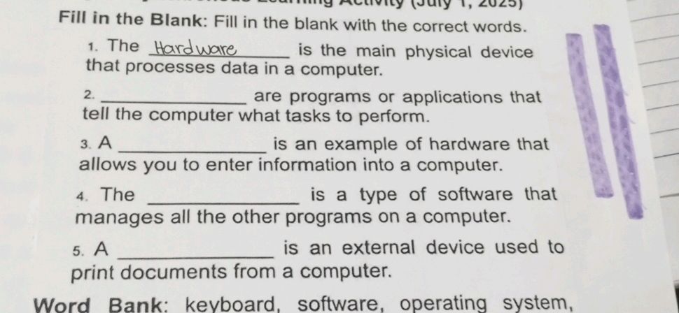 Fill in the Blank: Fill in the blank with | StudyX