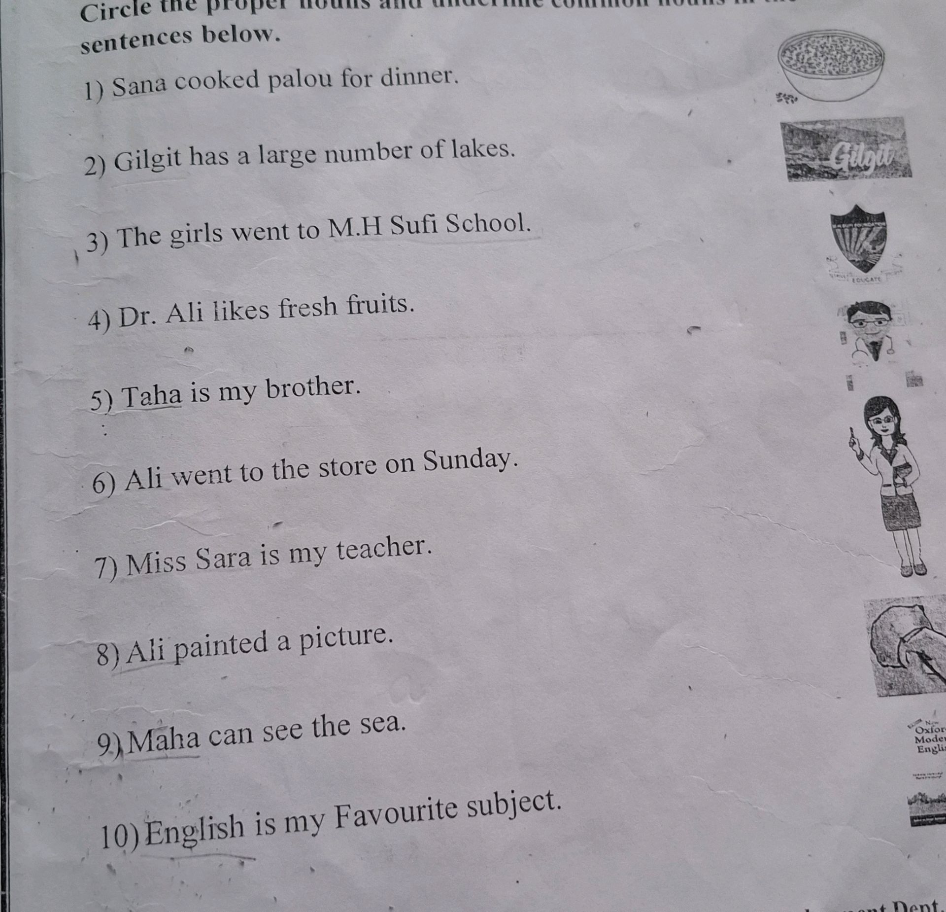 Circle the proper nouns and underline common | StudyX